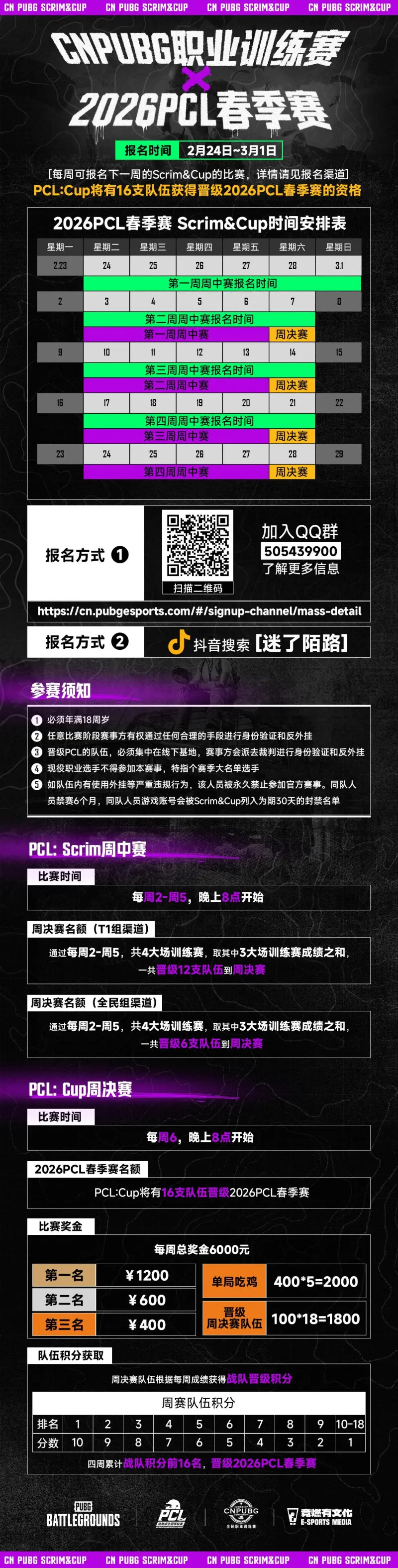 [流言板]【PCL：Scrim&Cup】 PCL全民赛正式开放报名！-绝地求生-虎扑社区